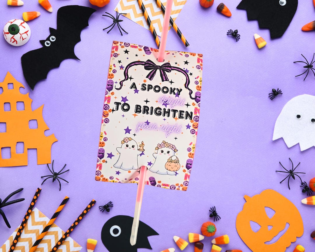 Halloween Glow Stick Gift Tag, Non-candy Trick or Treat Favor ...