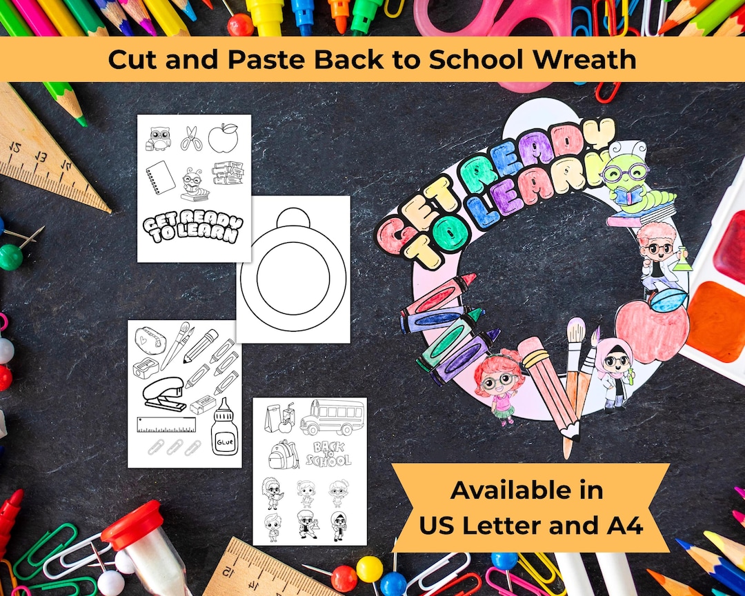 Cut and Paste Back to School Wreath Craft, Welcome Students Day Care ...