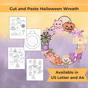 Cut and Paste Halloween Wreath Craft, Day Care Activities, Classroom ...