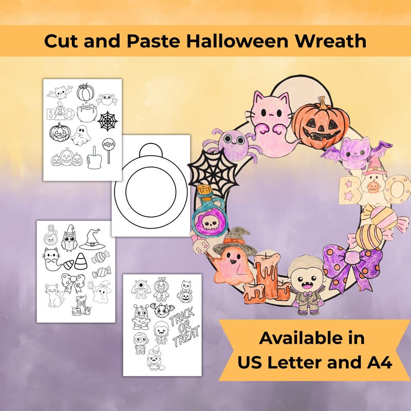 Kids Cut and Paster Wreath - Etsy