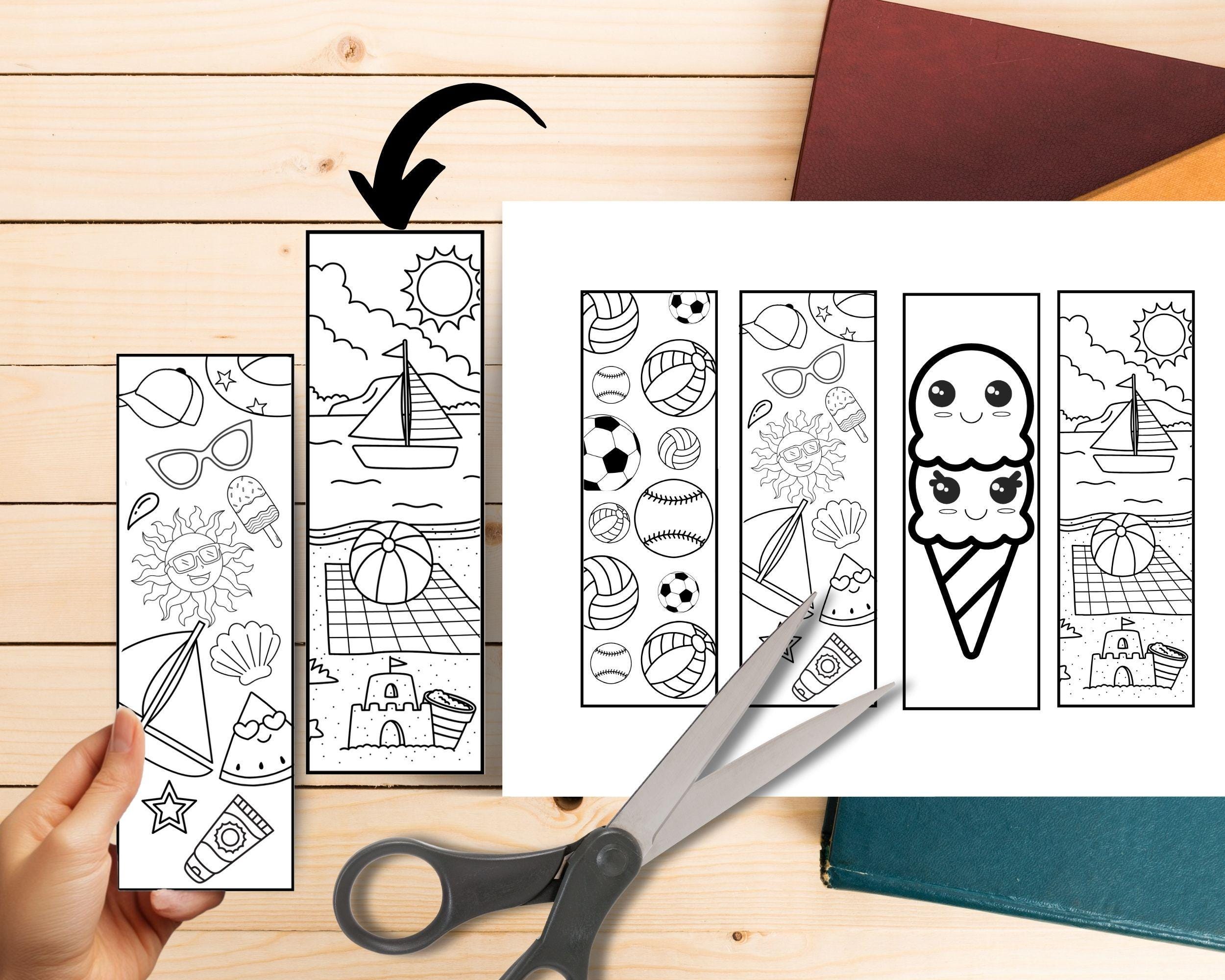 Summer Coloring Bookmark Set, Printable Bookmark Activity, DIY Bookmark ...