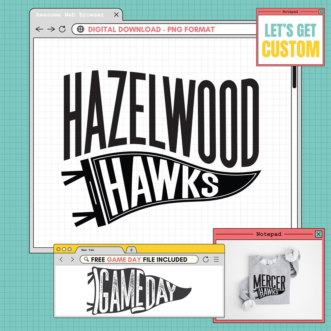 CUSTOM Hawks Mascot Pennant/ PNG/ High School/ College/ Football/ Game ...