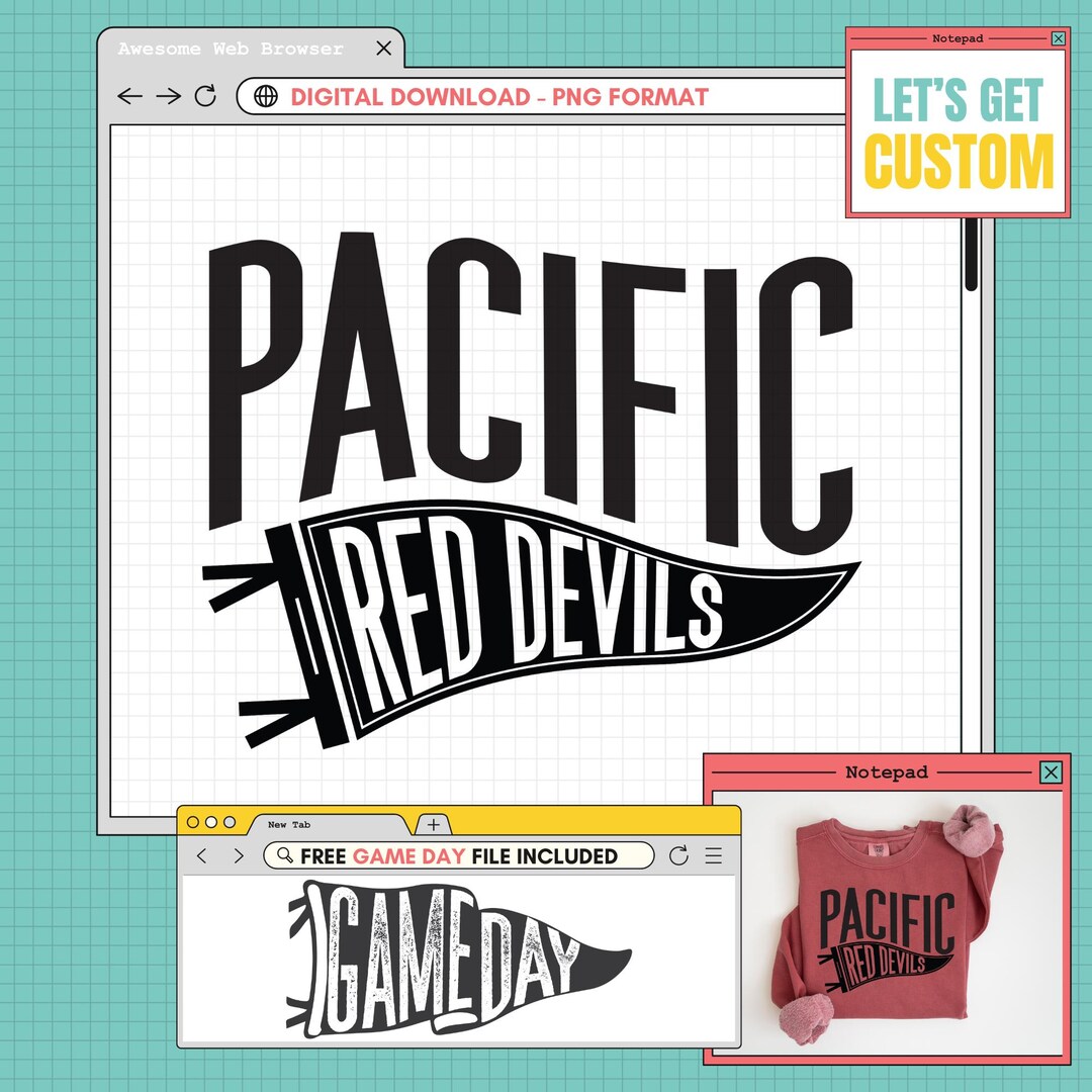 CUSTOM Red Devils Mascot Pennant/ PNG/ High School/ College/ Football ...