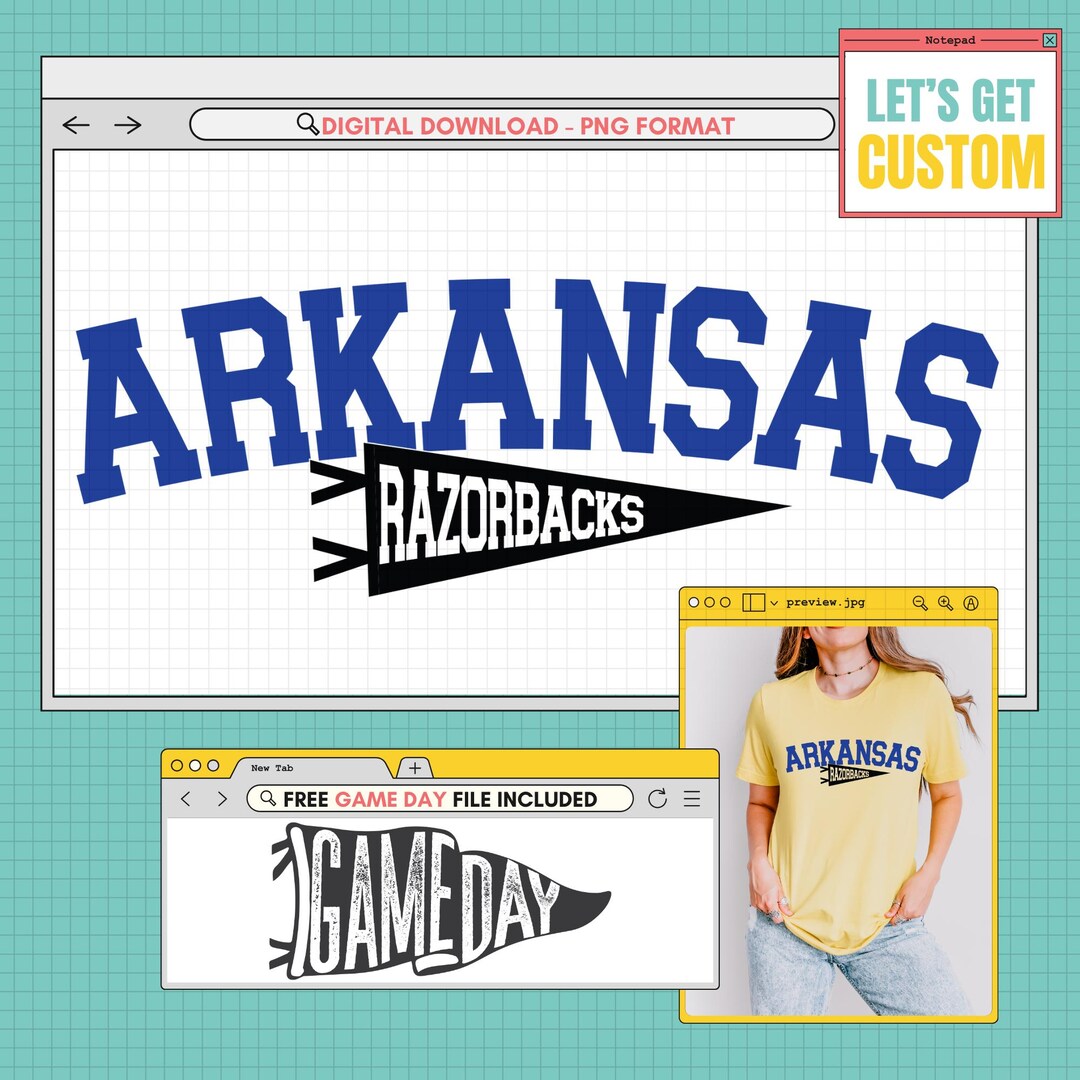 CUSTOM Mascot Design/ Razorbacks Pennant PNG/ School Spirit/ Football ...