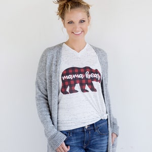 Red and Black Plaid Mama Bear Shirt / Christmas Shirt for Mom - Etsy