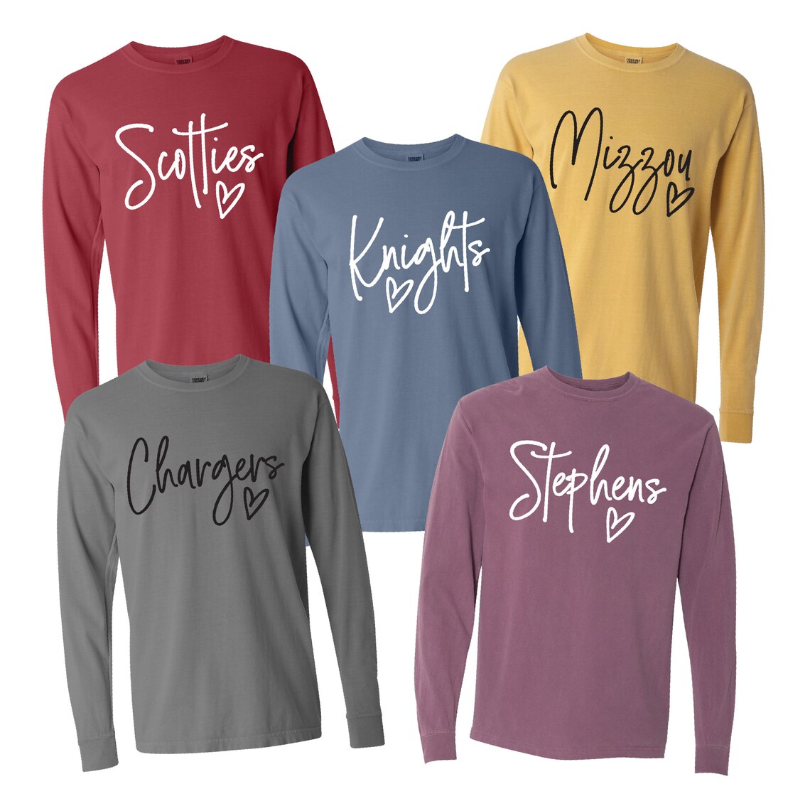 Custom School Spirit Shirt/ Comfort Color Long Sleeve/ School | Etsy