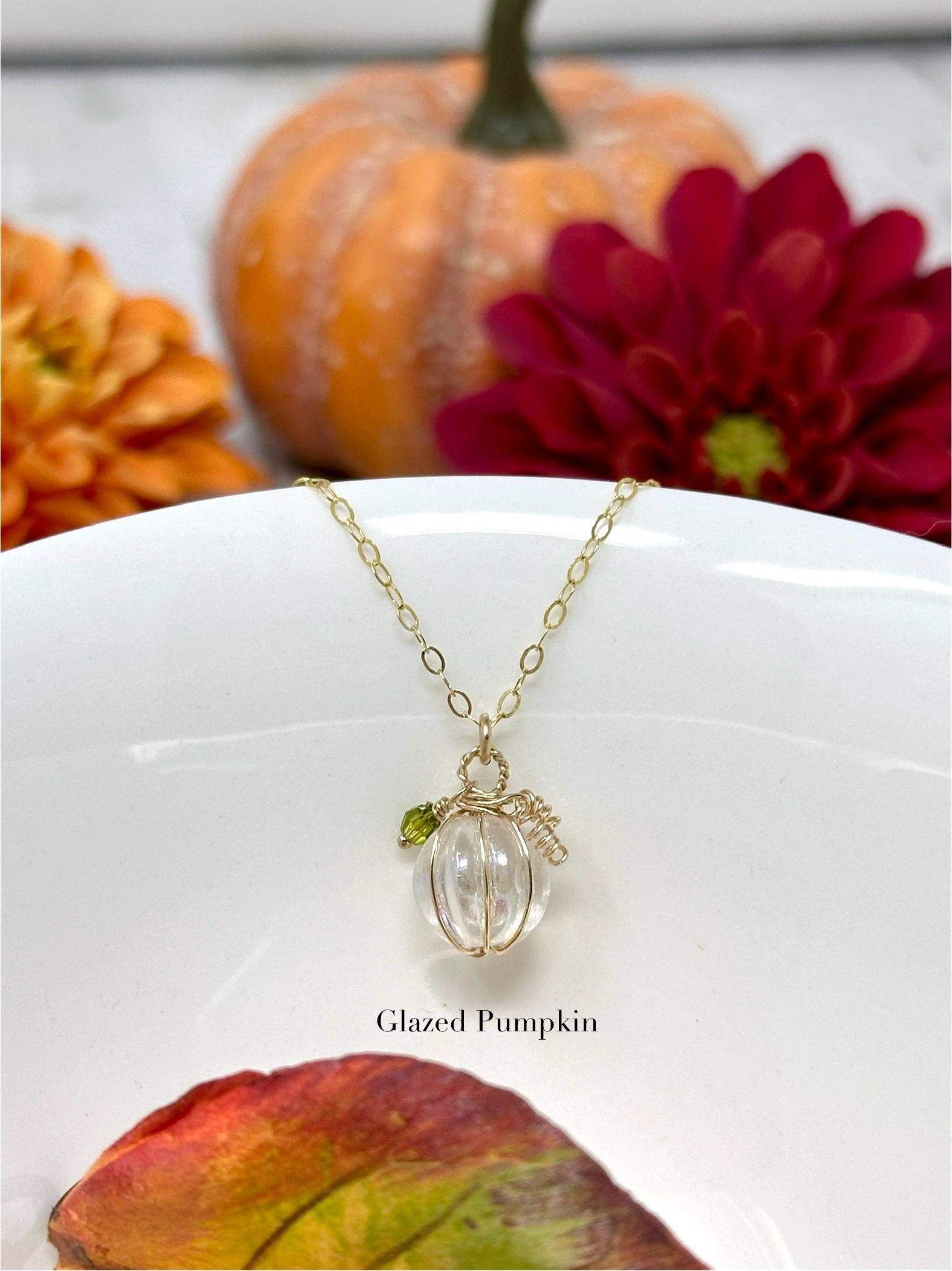 Sweet Pumpkin Necklace. Dainty Glass Pumpkin Necklace: Wire Wrapped ...