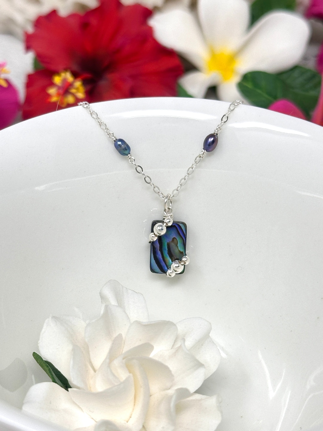 Nalu Necklace. Dainty Abalone Pearl Necklace / Paua Necklace / Seashell ...