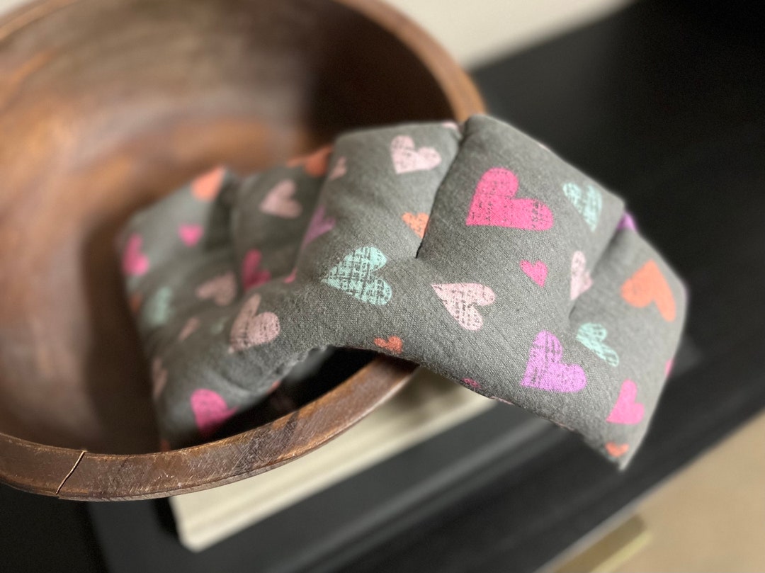 Flax Seed Neck Wrap: Gray Cotton With Hearts, Hot Cold Therapy - Etsy