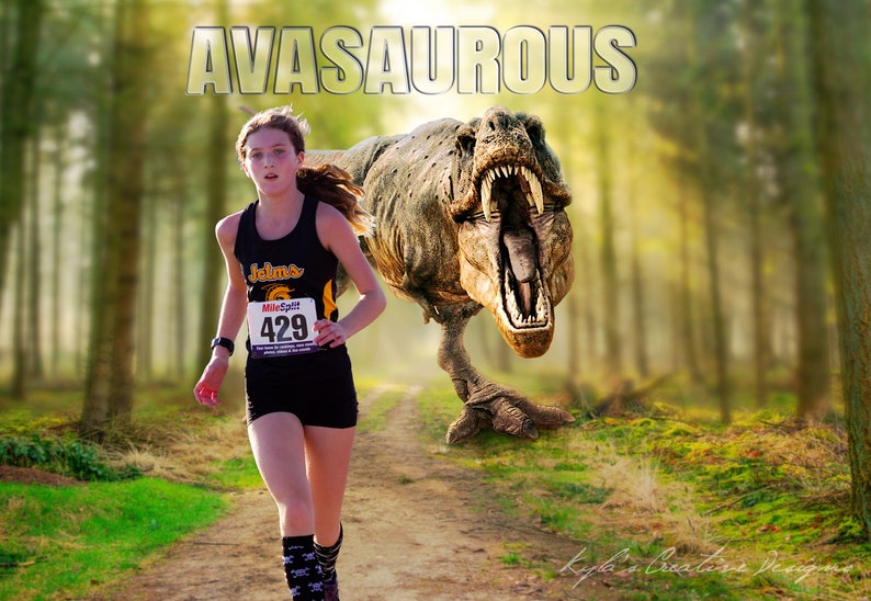 Chasing T-rex Photoshopped Picture Chasing T-rex T-rex - Etsy