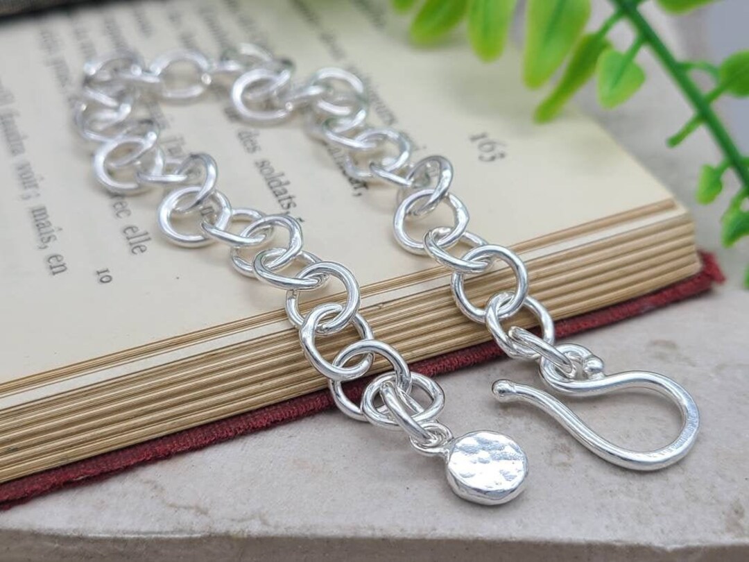 Sterling Silver Chain Link Bracelet / Hand Forged / Thick - Etsy