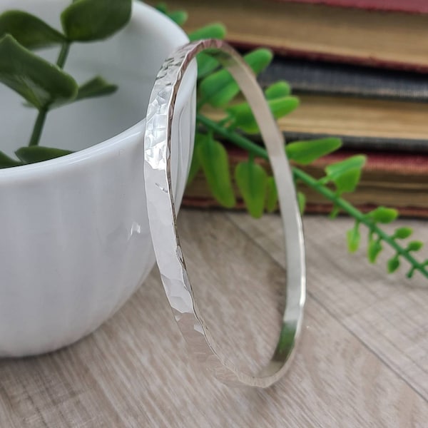 Wide Silver Bangle - Etsy