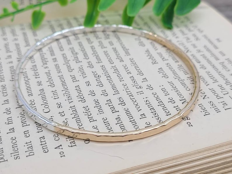 Sterling Silver & Gold Bangle / Mix Metal / Two Tone - Etsy