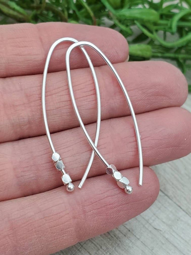 Sterling Silver Facetted Bead Threader Earrings / Threaders / | Etsy