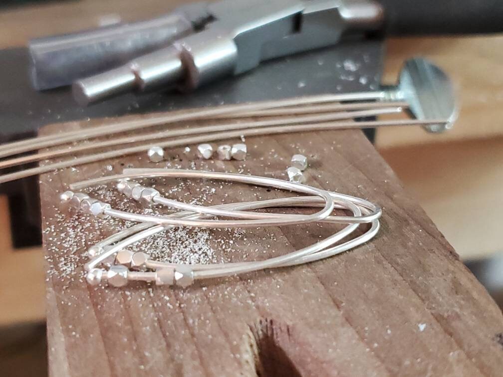 Sterling Silver Facetted Bead Threader Earrings / Threaders / | Etsy