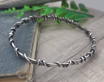 Rustic Sterling Silver Bangle Bracelet SET OF 3 / Sterling | Etsy