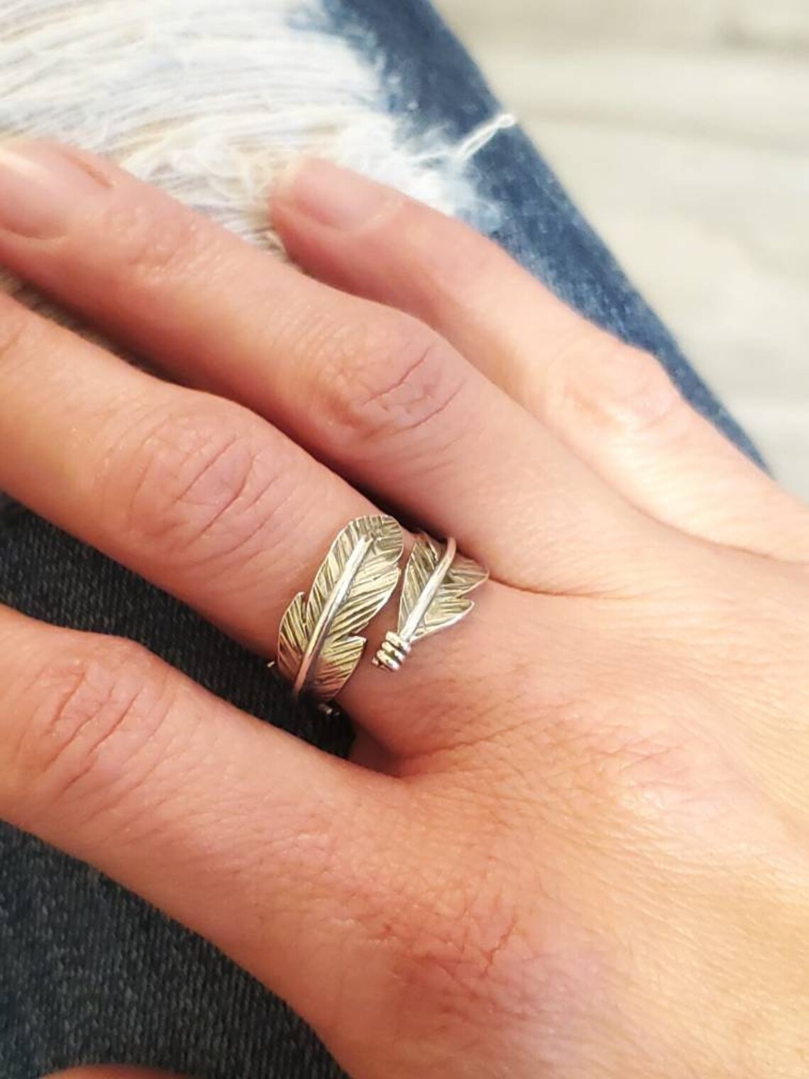 Sterling Feather Ring / Silver Feather / Adjustable / Bypass | Etsy
