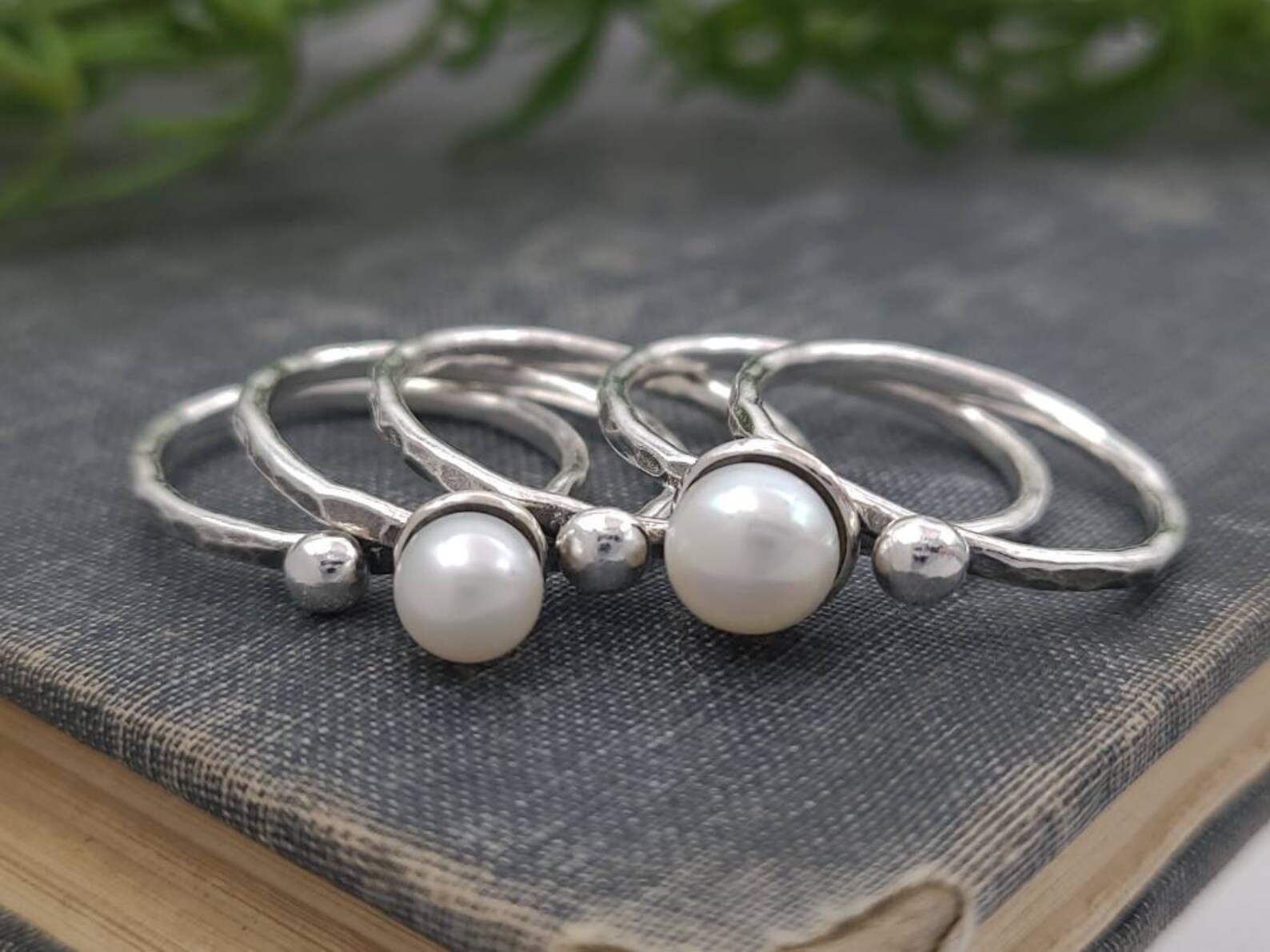 Sterling Silver Pearl Stacker Rings / Stackers / - Etsy