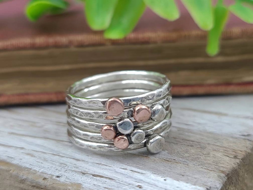 Sterling Silver and Copper Stacker Ring Set - Etsy