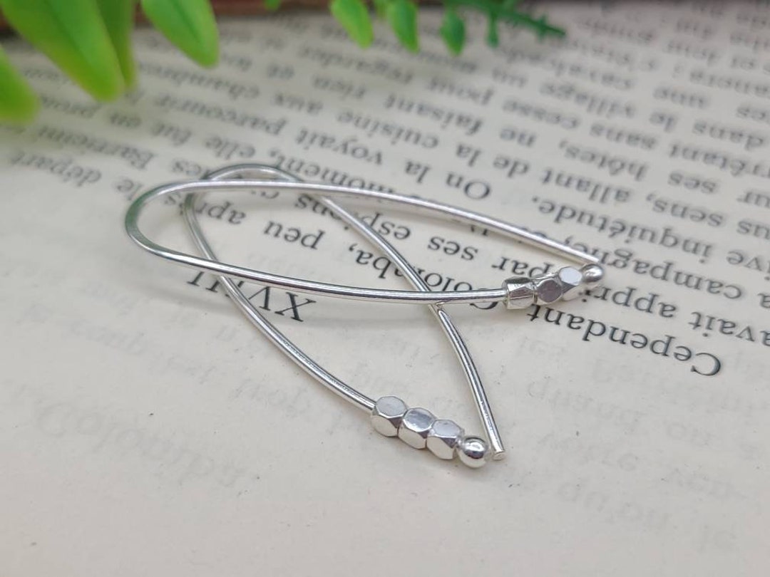 Sterling Silver Facetted Bead Threader Earrings / Threaders / Thin ...