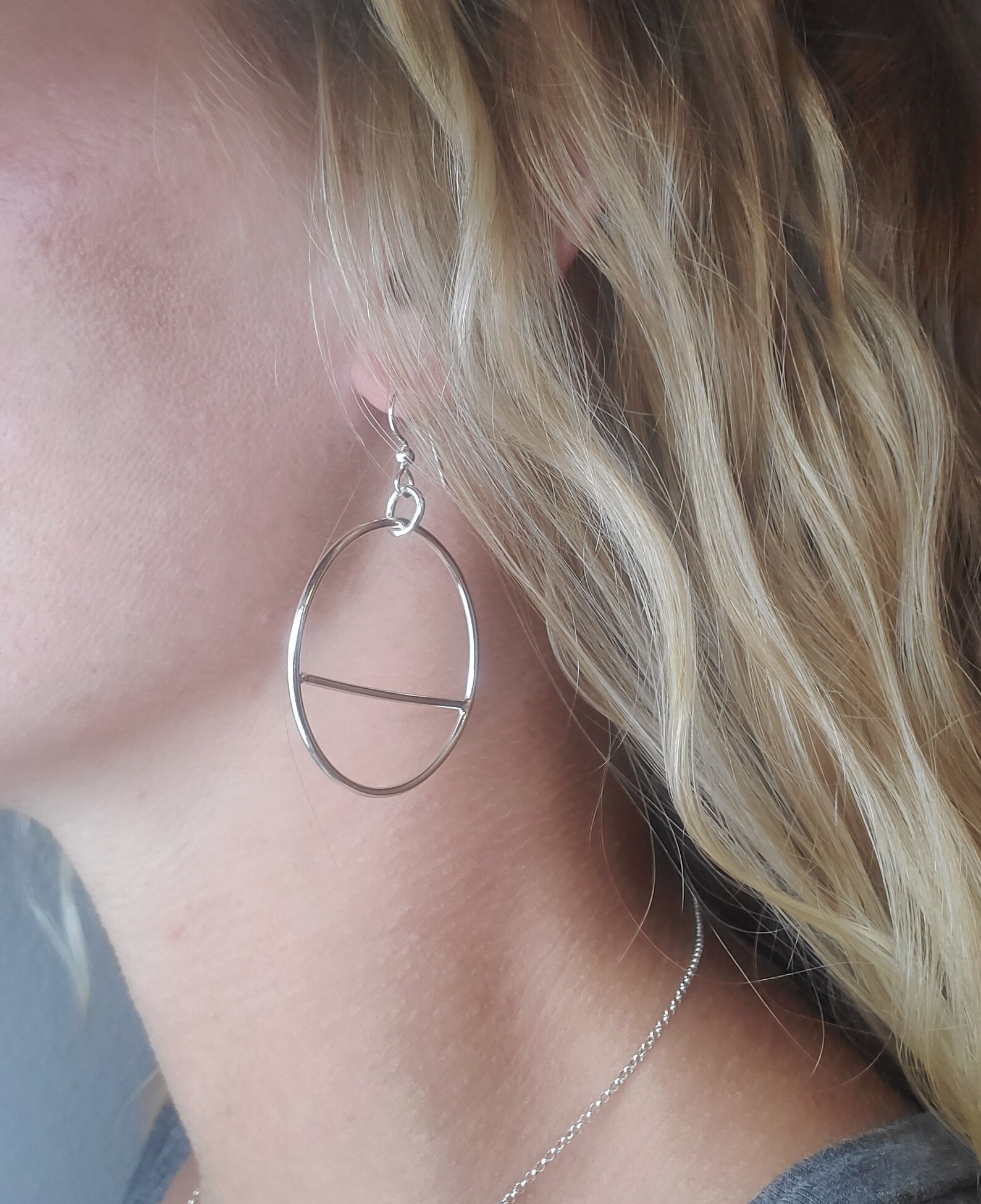 Sterling Silver Circle Hoop Earrings / Geometric / Dangle / - Etsy