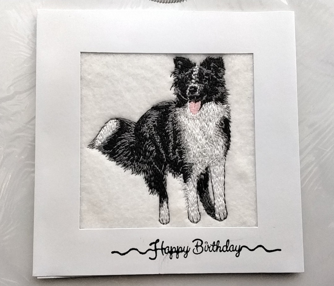 Embroidered Border Collie Card Birthday Card - Etsy