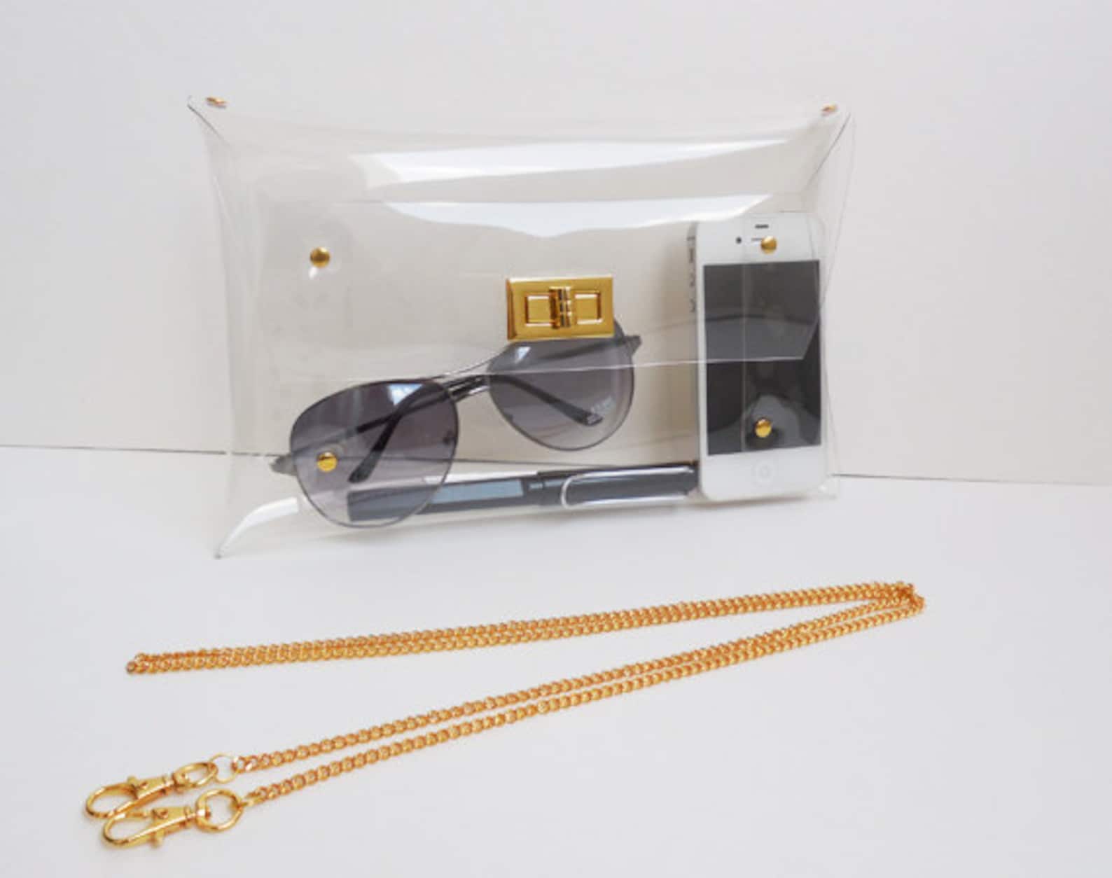 Medium Classic Transparent Clear Clutch Bag With Cross Body - Etsy