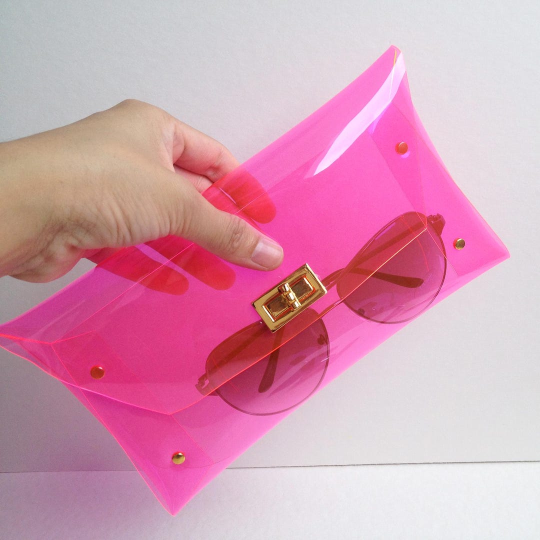 Handmade Clear Vinyl Clutch: Transparent Wallet Purse With Gold ...