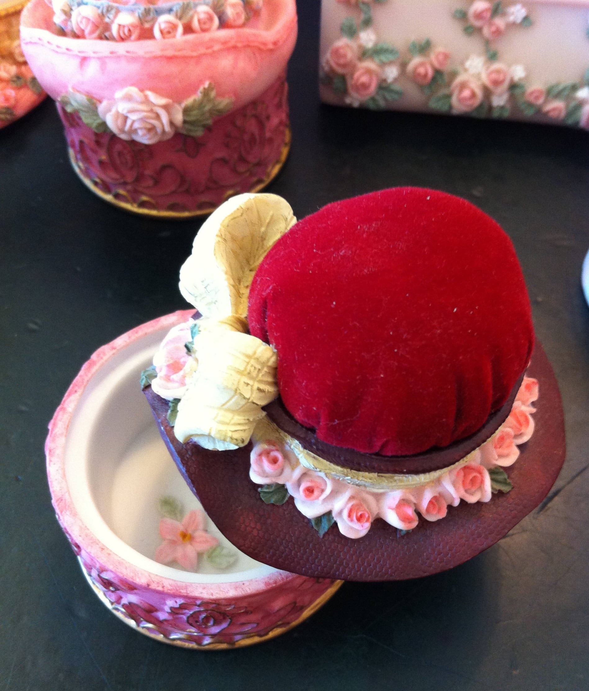 Pin Cushion Box, Yellow Top Box, Resin Frame, Mini Decor, Hinged Boxes ...
