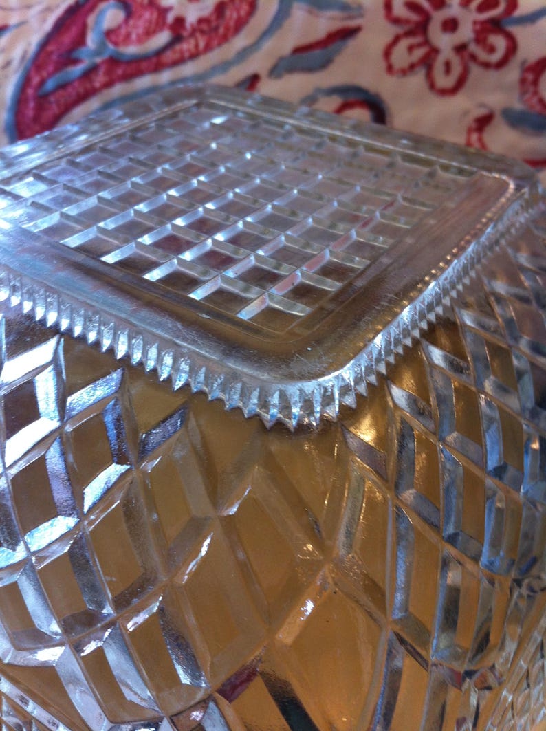 Pressed Glass Diamond Lattice Pattern, 8 Inch Bowl in by the Federal ...