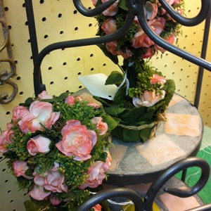 Vintage Mini Topiary Trees, Pink is 7.5 Inches, and Burgundy is 9 ...