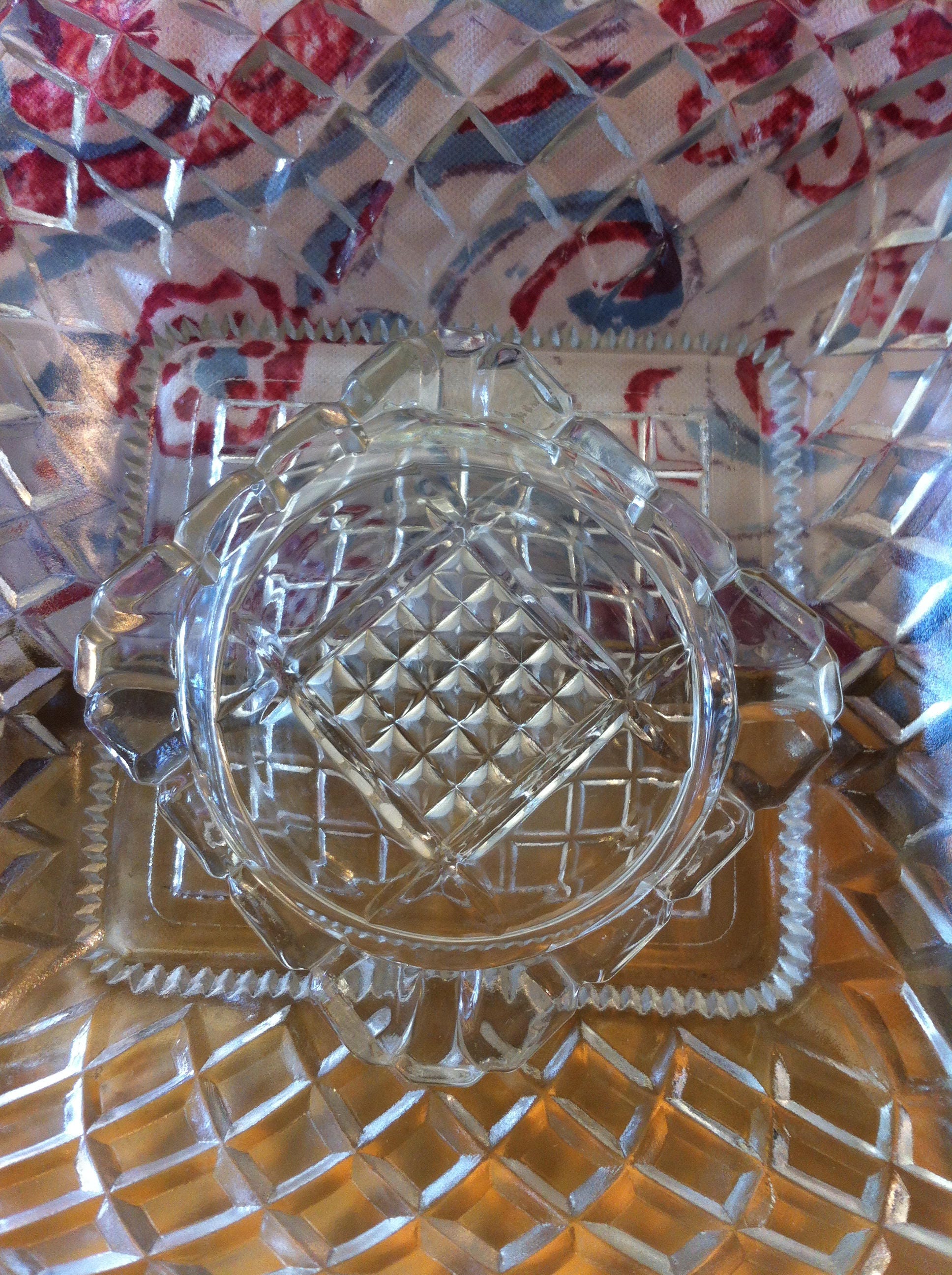 Pressed Glass Diamond Lattice Pattern, 8 Inch Bowl in by the Federal ...