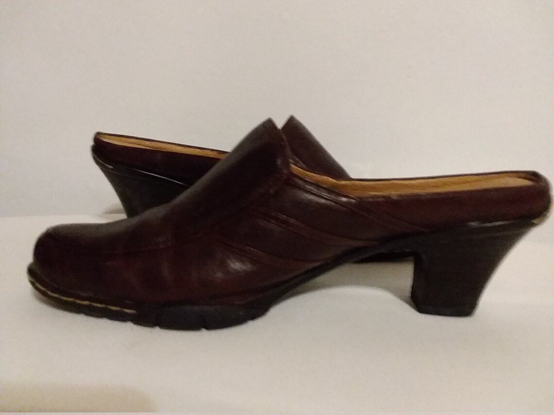VINTAGE SOFFT SHOES 80s Clogs Mules Leather Sz 8m - Etsy