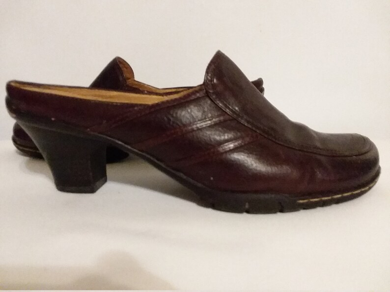 VINTAGE SOFFT SHOES 80s Clogs Mules Leather Sz 8m - Etsy