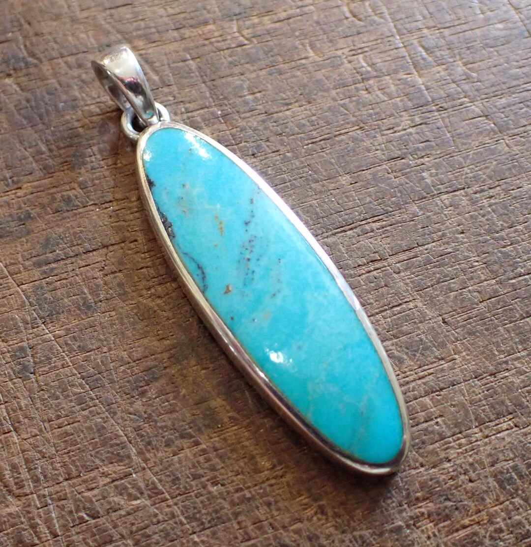 BARSE Sterling 925 Silver Turquoise Elongated Oval Pendant - Etsy
