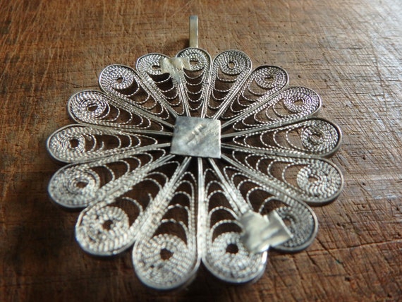 large antique filigree sterling silver & red coral pe… - Gem