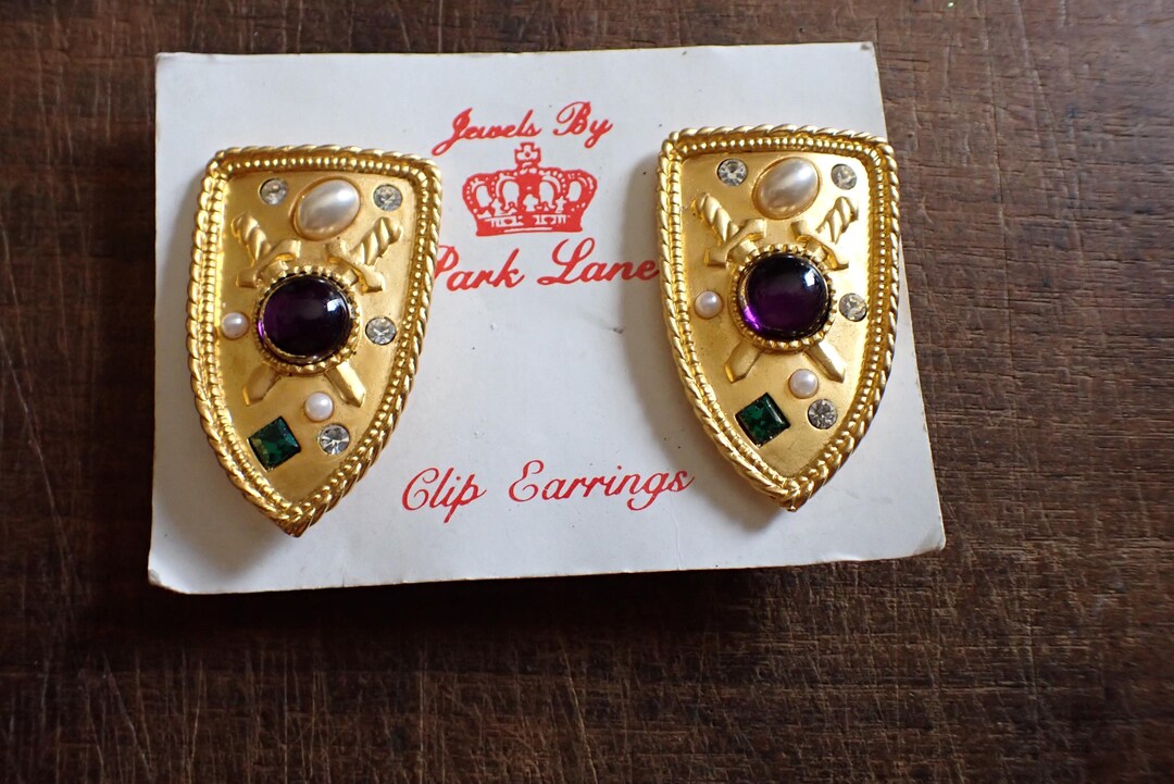 Vintage Park Lane Heraldic Royal Shield Earrings Clip On - Etsy