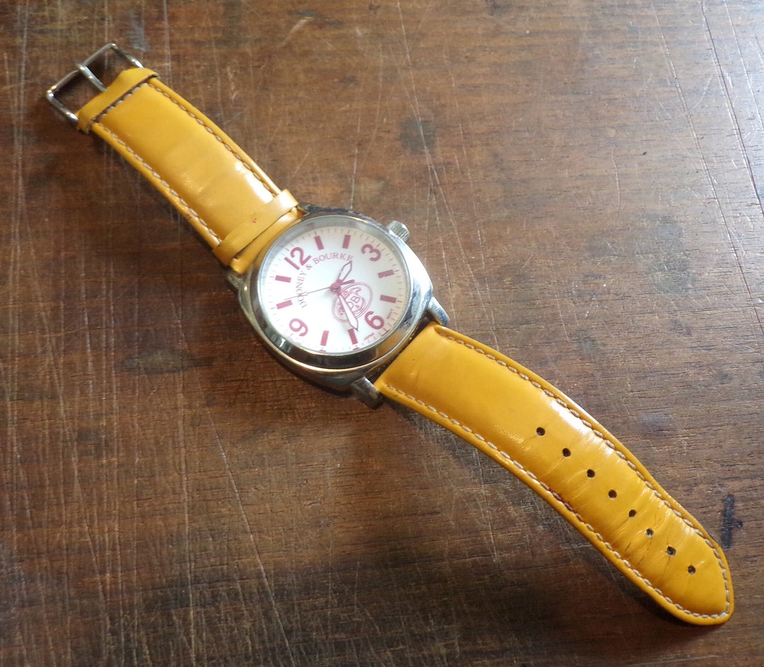 Dooney & Bourke Watch Large Stainless Steel With Mustard Color Band 44 ...