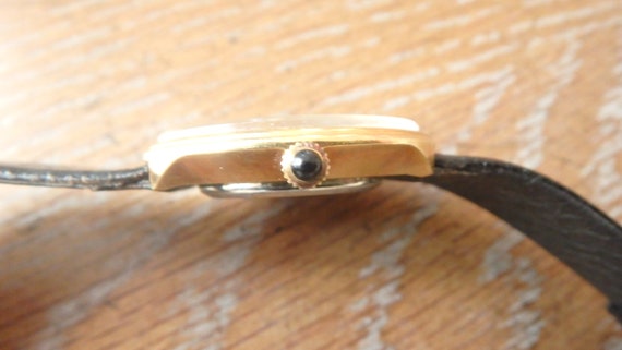 louis feraud mens quartz watch black leather band - Gem