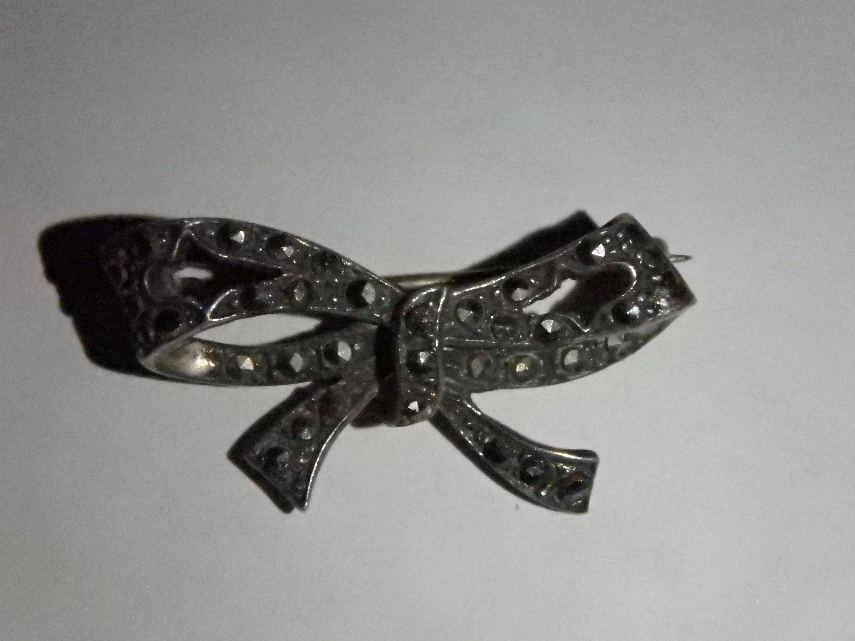 Vintage Sterling Silver Marcasite Bow Brooch 925 - Etsy