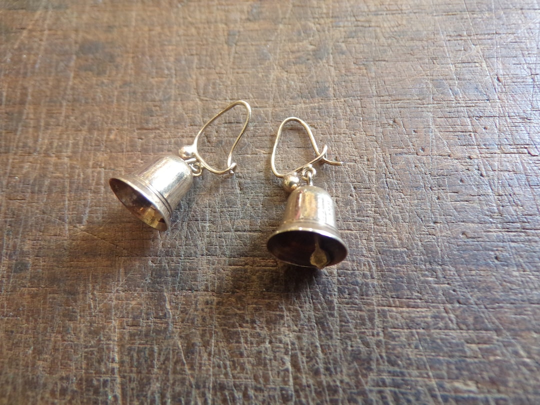 Vintage 9ct Gold Bell Dangle Earrings - Etsy