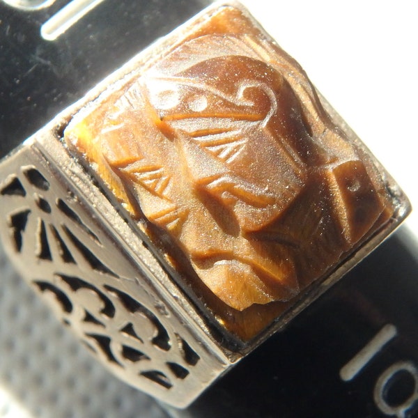 Mens Vintage Carved Tiger Eye Ring - Etsy