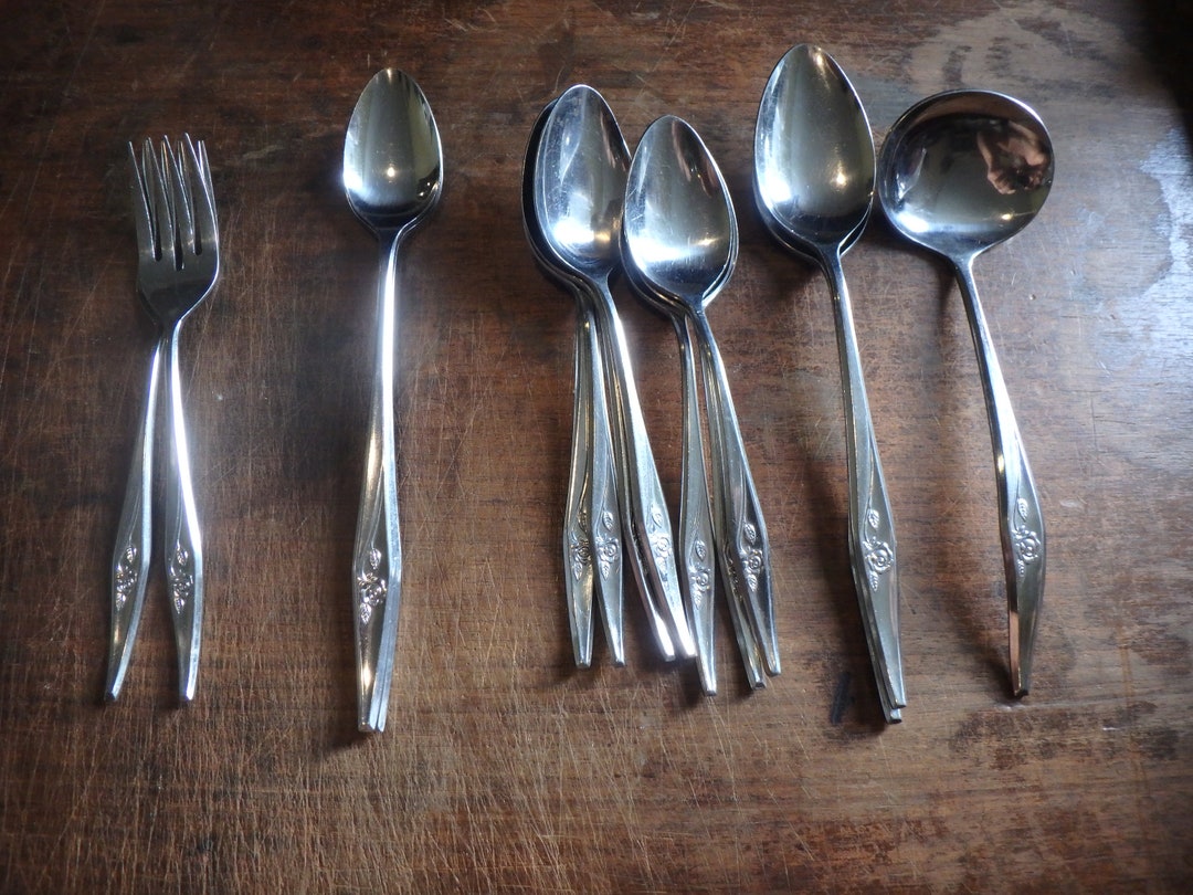 Spritely Rose stainless by CREATIVE MANOR Your Choice Fork Knife Spoon ...