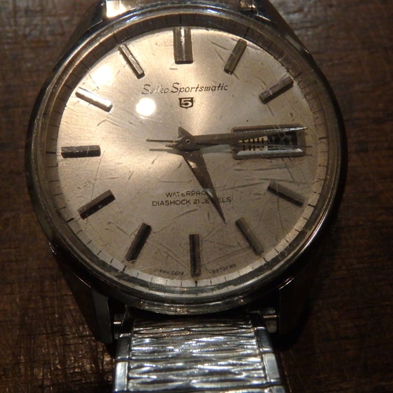 vintage Seiko 5 sportsmatic diashock 21 jewels men's … - Gem