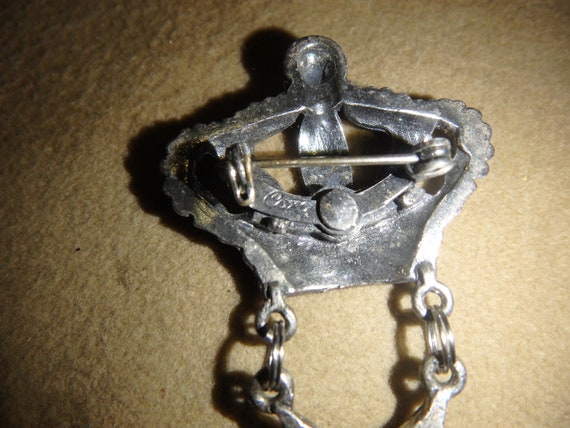 Rare Signed CORO Vintage Crown Dangling Shield & Swor… - Gem