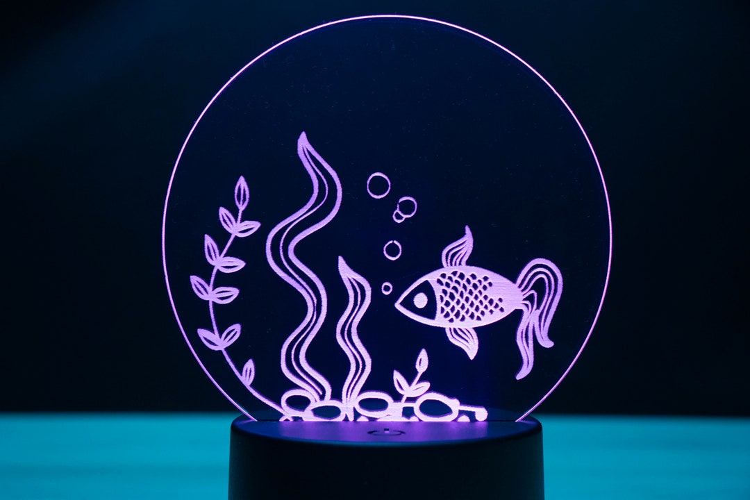 Fish Bowl / Underwater Scene - Handmade Acrylic RGB Light - Battery ...