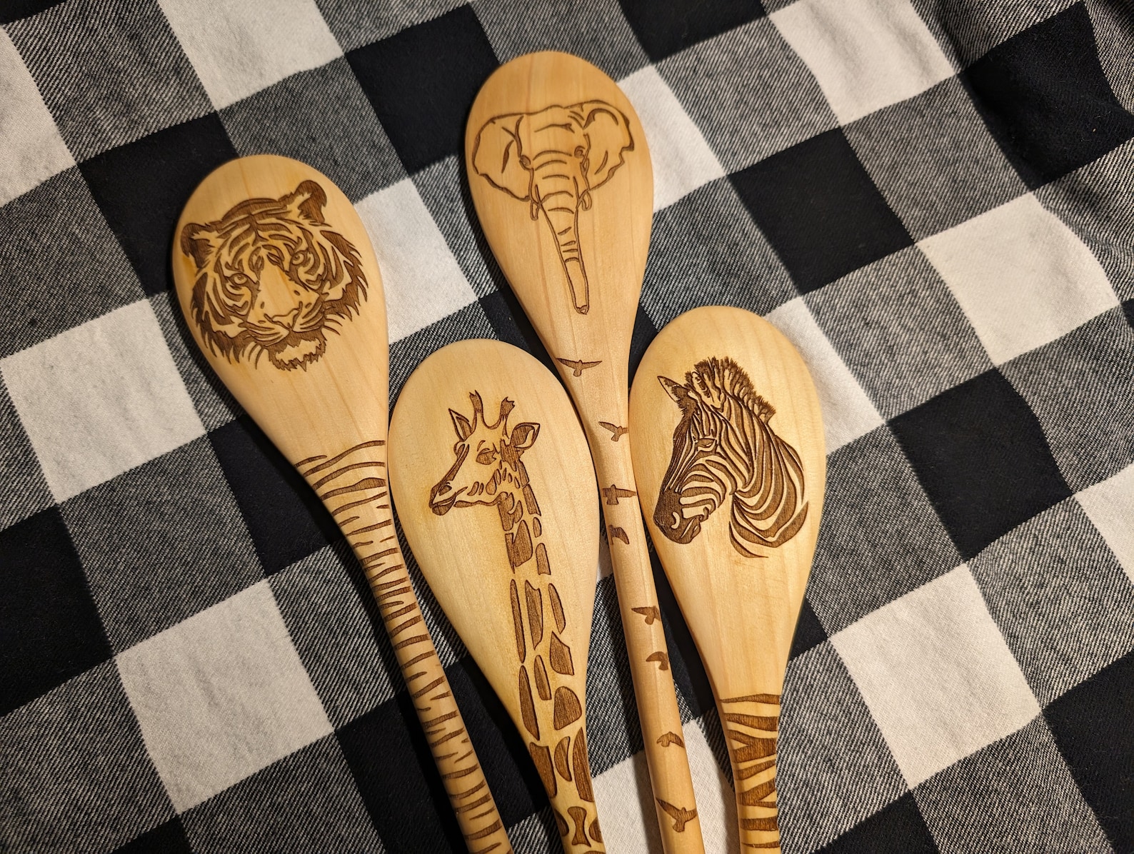 Engraved Giraffe Wood Spoon: Animal Decor, 12 Inch - Etsy