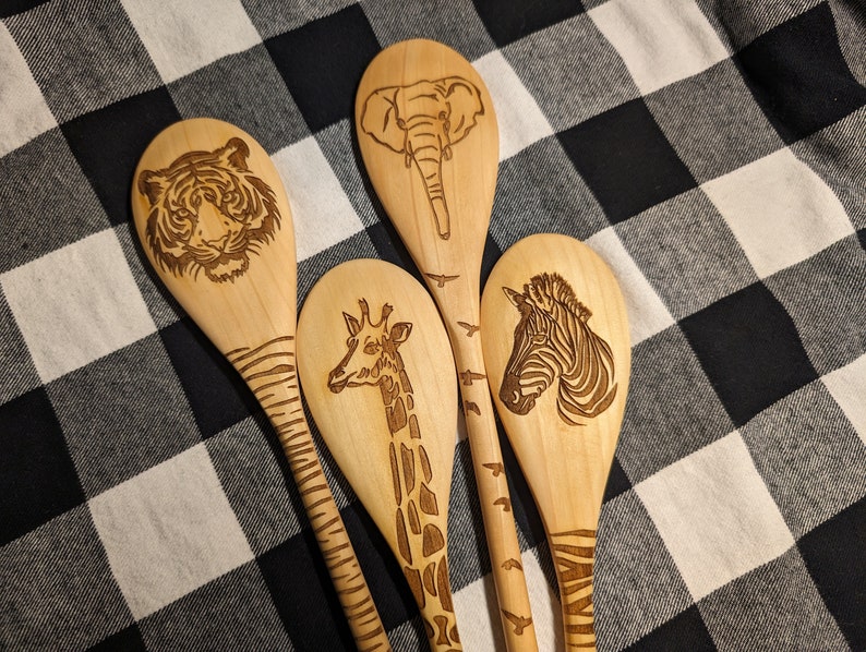 Engraved Giraffe Wood Spoon: Animal Decor, 12 Inch - Etsy