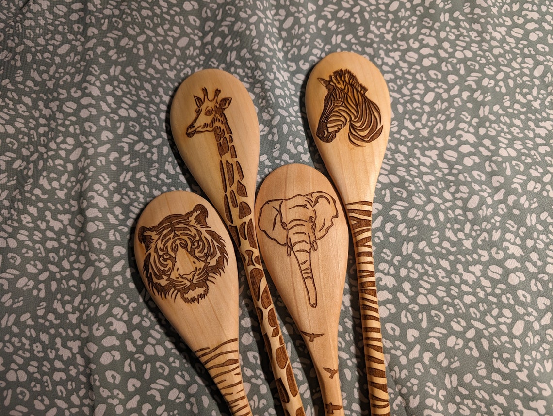 Engraved Giraffe Wood Spoon: Animal Decor, 12 Inch - Etsy