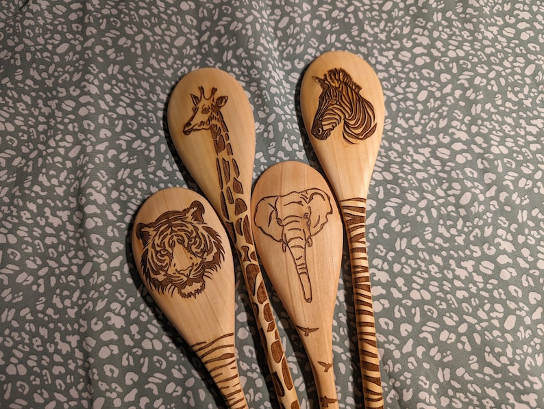 Engraved Giraffe Wood Spoon: Animal Decor, 12 Inch - Etsy